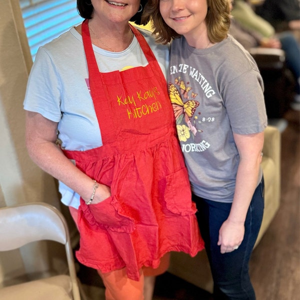 Practical Custom Linen Apron With Ruffle Detail and Roomy Pockets ...