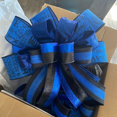 Police Bow, Law Enforcement Bow, Thin Blue Line Wreath, Police ...
