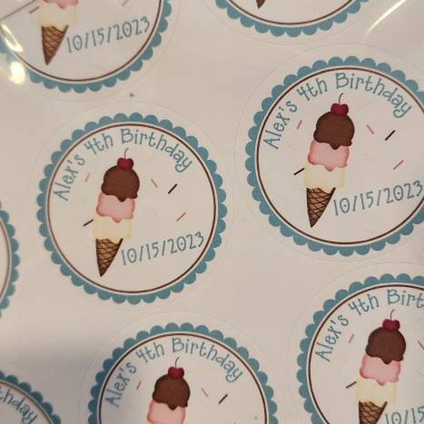 Ice Cream Stickers, Ice Cream Birthday Party, Ice Cream Party Stickers ...