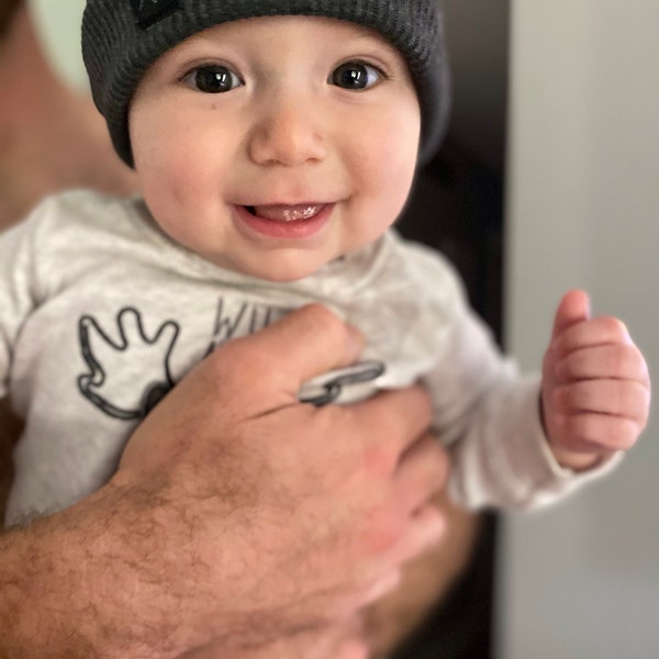 Charcoal Ribbed Knit Slouchy Beanie for Newborn to Adult / Baby Toddler ...