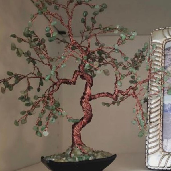 Aventurine Willow Gemstone Bonsai Tree: Handmade Wire Sculpture, Tree ...