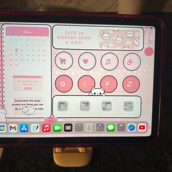 Ios 18 Cute iPad Theme, Pink Cat Ios Icon Kit, App Icons Pack for iPad ...
