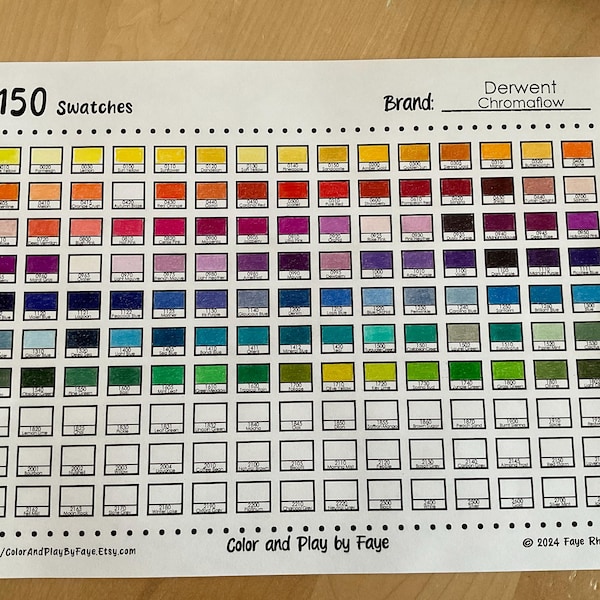 100 Marker Swatch Chart | DIY Printable PDF Color Chart Swatch Page ...