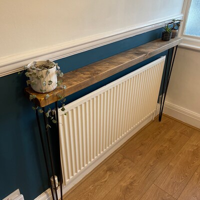 Hand-made Rustic Console Table With Black Three Pin Hairpin Legs ...