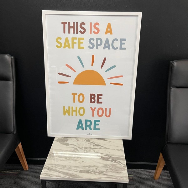Safe Space to Be Who You Are Poster, Therapy Office Decor, Therapist ...