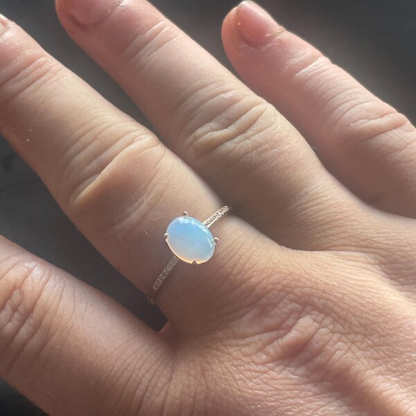 Natural Oval Opal Fire Ring, 7*9mm October Birthstone, Real Opal Ring ...