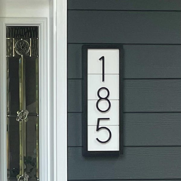Black and White Shiplap House Numbers | Address Sign | Black House ...