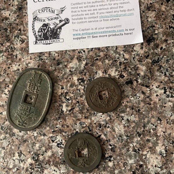 Japanese Samurai/shogun Era Mon Coin Set From 1400 -1860. 5 Authentic ...