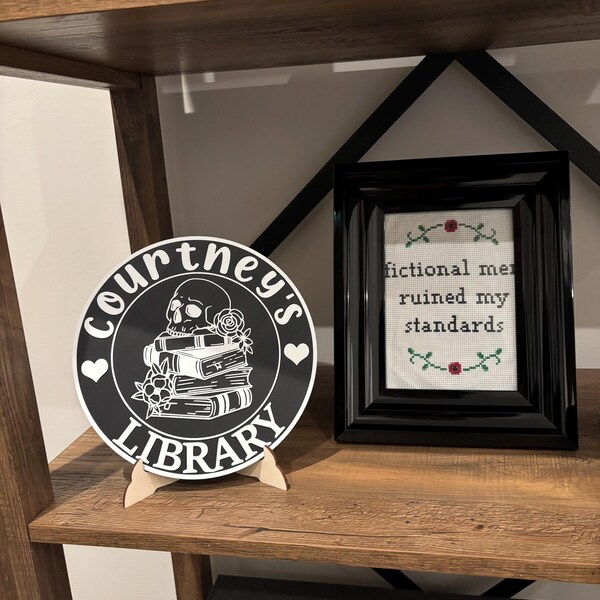 Library Street Sign Bookshelf Sign Personalized Laser Engraved Bookish ...