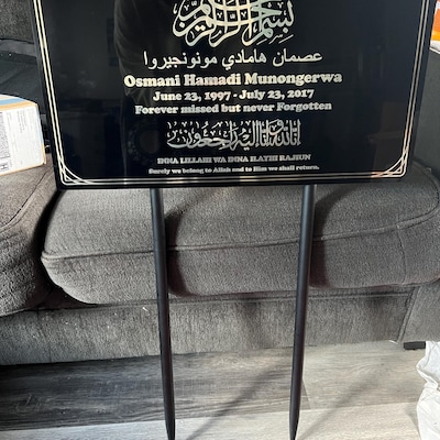 Extra Large Memorial Plaque Stake, Sturdy Metal Grave Marker in Black ...