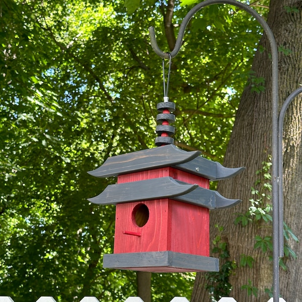 Jinja Bird House, Outdoor Hanging Bird House, Pagoda, Asian Bird House ...