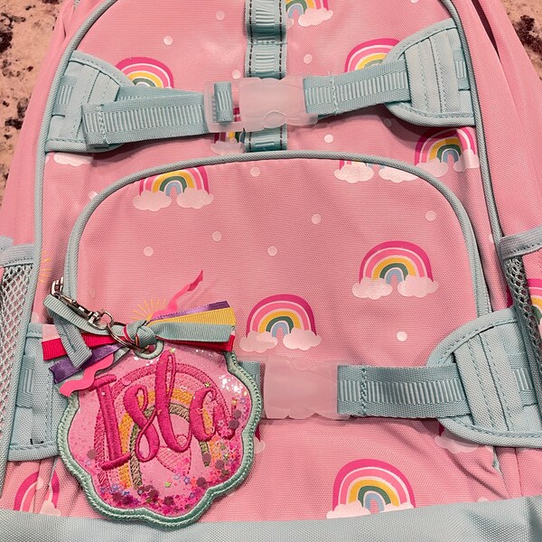 Personalized Rainbow Bag Tag, Embroidered Fabric Shaker, Back to School ...