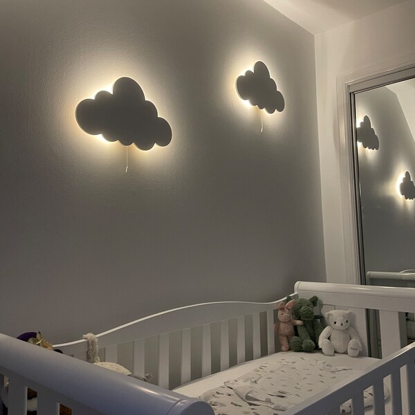 Set of 2 CLOUD WALL LIGHTS - Nursery Lighting - Baby Room Night Light ...