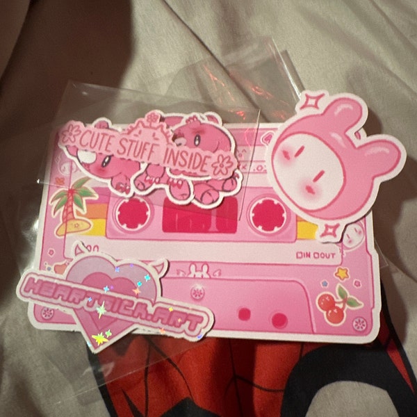 Emo Kawaii Bear Gloss Vinyl Sticker Pack, Water Resistant Decals for ...