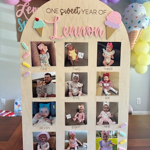 One Year of Photo Board, Daisy Birthday Decor, Baby's First Year Sign ...