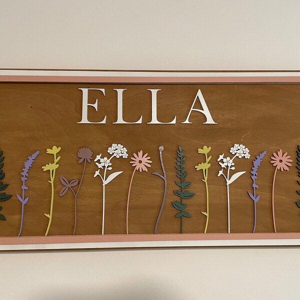 Wildflowers Nursery Sign Personalized, Wood Name Sign for Nursery - Etsy