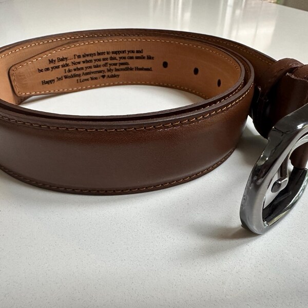 Custom Handmade Belt Anniversary Gift Father's Day Gift Engraved ...