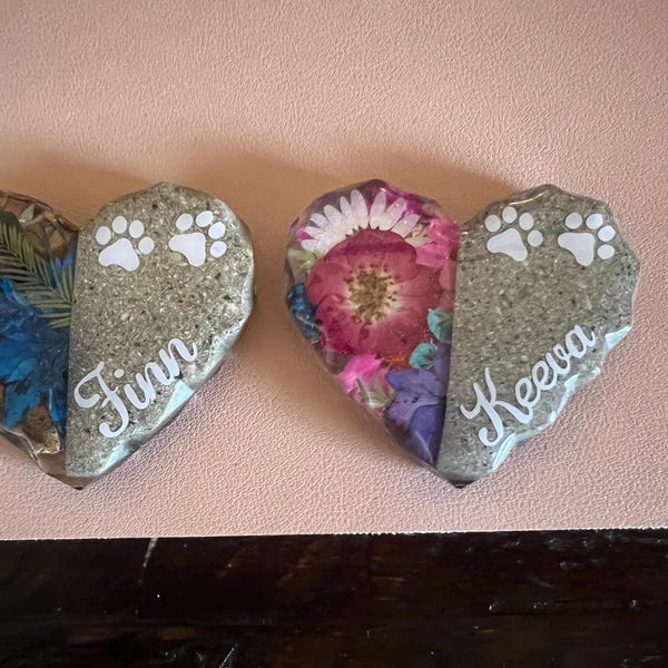 Floral Pet Ashes Keepsake Memorial Display Heart - Etsy
