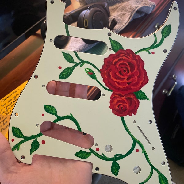 Sue’s Handpainted Telecaster Pickguard With Neck Holes Wildflowers 5 - Etsy