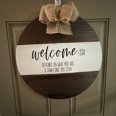 SVG Welcome to Our Happy Place, Door Hanger, Round, Framed, Sign ...