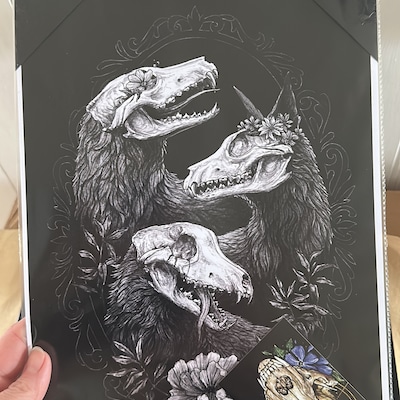 Celestial Raven Bird Wings Illustration Art Painting Print, Astrology ...