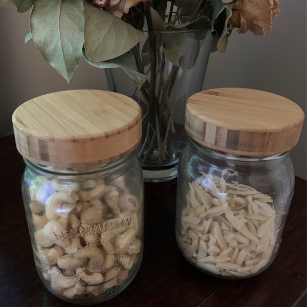 3-pack Wide Mouth Wooden Screw-top Mason Jar Lids Your Choice of Wood ...