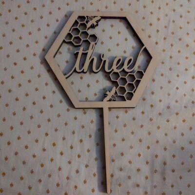 Honeycomb Cake Topper Bumble Bee Cake Topper Third Birthday Topper ...