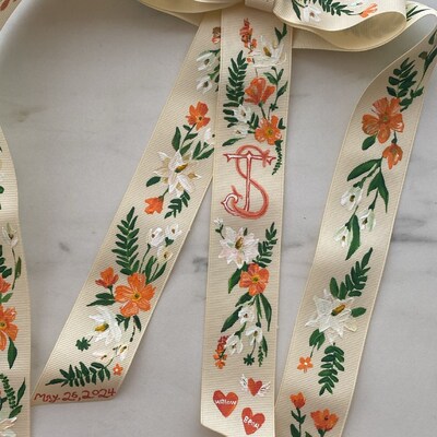 Custom Painted Bouquet Bow Ribbon - Etsy
