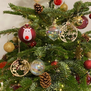 Custom Name CHRISTMAS Baubles Set Personalized Name Ornaments, Wooden ...