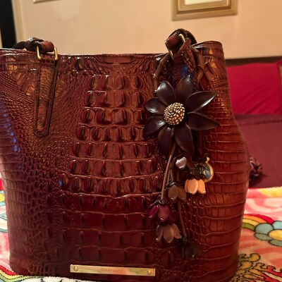 Karen's ORANGE Daisy Small-eeerr Leather Keychain & Charm With Antique ...