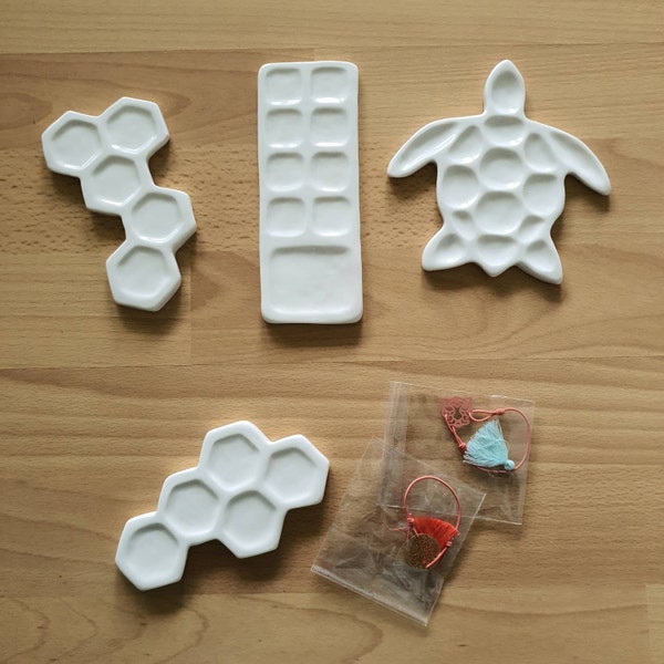 Cute Handmade Mini Ceramic Paint Palette, Watercolor Palette, Porcelain ...