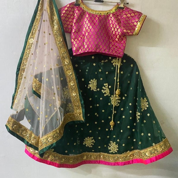 Kids Lehenga Choli for Girls Floral Dress Toddlers Indian Ethnic Outfit ...