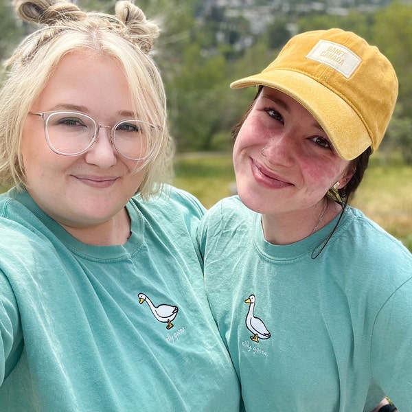 Silly Goose Comfort Colors Shirt, Embroidered Goose Crewneck T-shirt ...