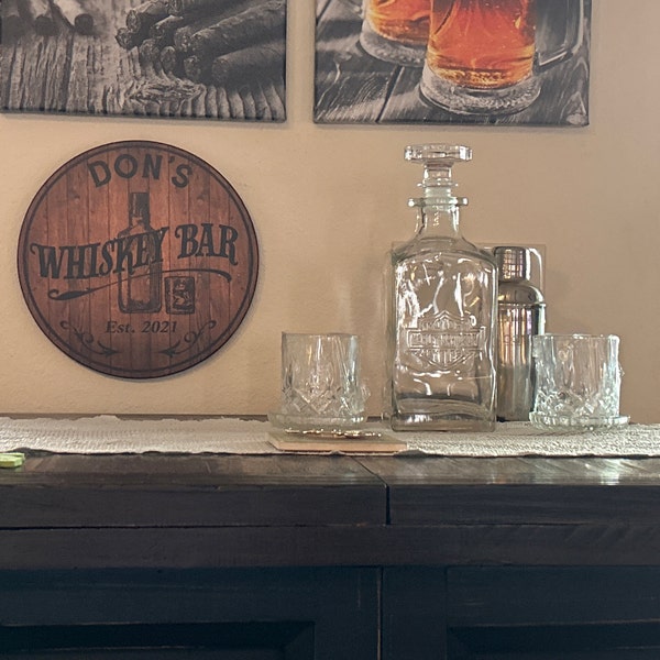 Personalized Whiskey Bar Metal Sign | Custom Bar Decor | Rustic Bourbon ...