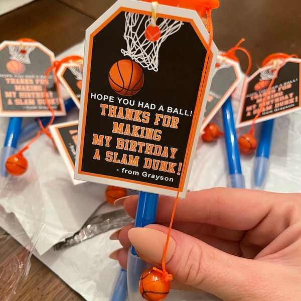 Basketball Party Favor Tags, Basketball Party Favors, Slam Dunk - Etsy