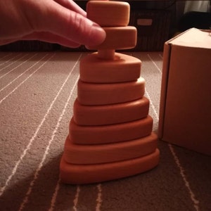 Montessori Triangle Wooden Stacker Toy Wood Stacking Pyramid - Etsy