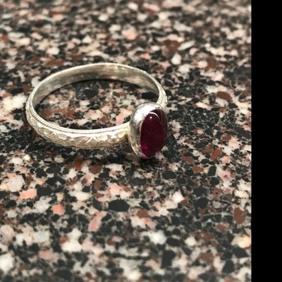 Silver Ruby Ring // Sterling Silver Birthstone Stacking Ring Lab ...