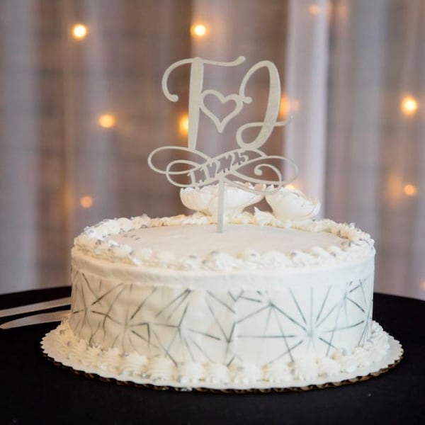 Silver Wedding Wedding Cake Topper, Wedding Cake Decor, Rose Gold Cake ...