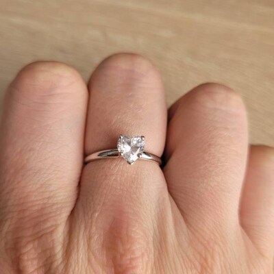 Heart Shaped Solitaire Engagement Ring 1 Carat 14k White Gold Promise ...