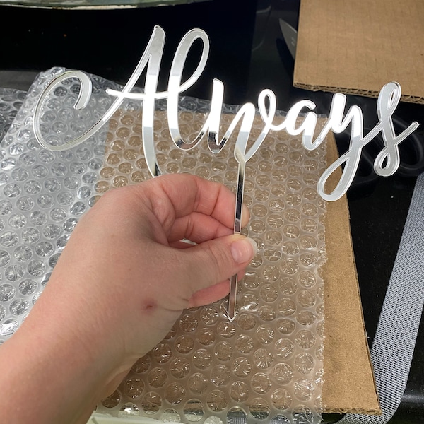 Wedding Cake Topper Always Gold Calligraphy Script Cake Decor in Custom ...