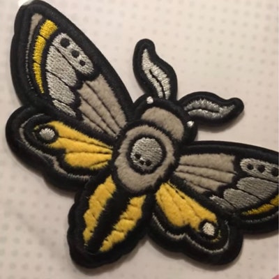 Fuzzy Deaths Head Moth Patch Moth Sticker Patch Spooky Patch - Etsy