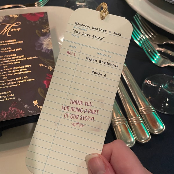 Personalized, Library Check-out Card Wedding Bookmark Place Cards - Etsy