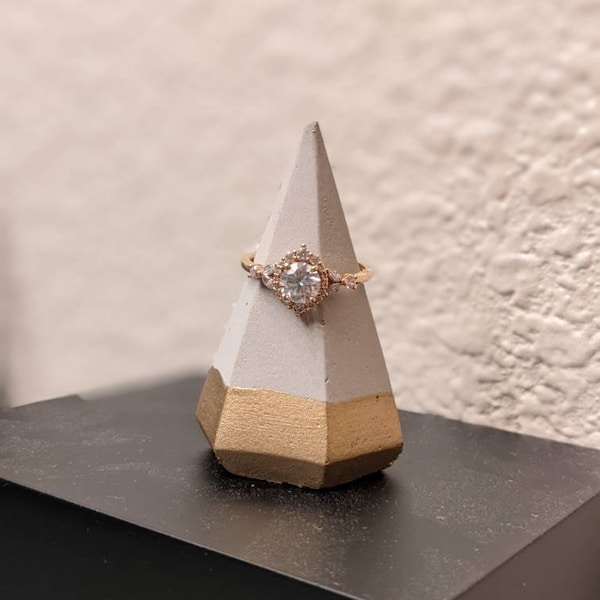 Concrete Ring Cone, Ring Holder, Geometric Ring Cone, Ring Cone, Ring ...