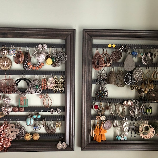 Earring Holder Framed Iorganize® Organizer - Movable Slats - Hoop Hooks ...