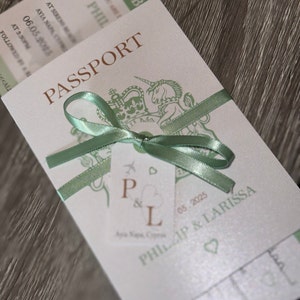 Pearlescent Passport Wedding Invitation With Boarding Pass Style Invite ...