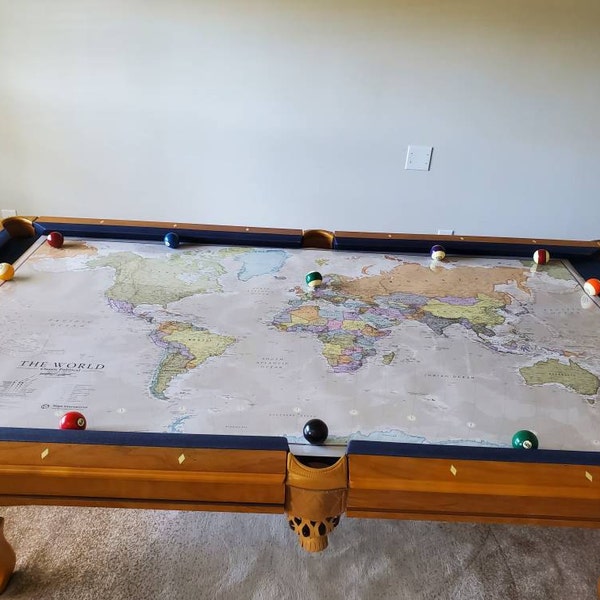 Classic World Map Large Poster Wooden Wall Hanging, Most Detailed up to ...