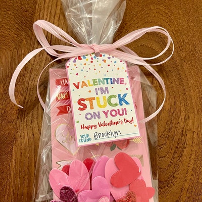 Stuck on You Valentine, Stickers Valentines, Sticky Hand Valentine ...