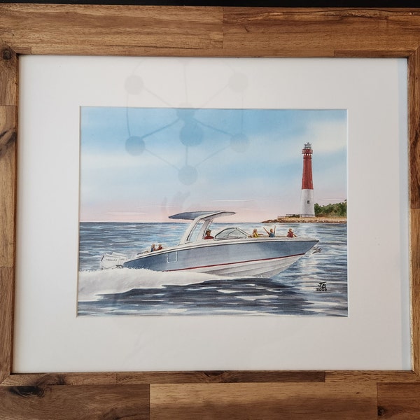 Custom 11x14" Painting Skiff Push Pole Poling Skiff Hand Made Family ...