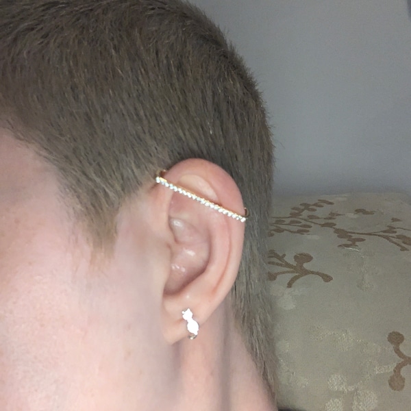 Bar Ear Cuff by Caitlyn Minimalist • Cartilage Cuff • Diamond Pave Ear ...