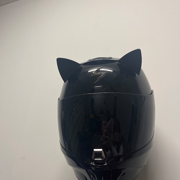 Helmet Cat Ears and Windless Cat Ears Set Black Ear Helmet Decorations ...